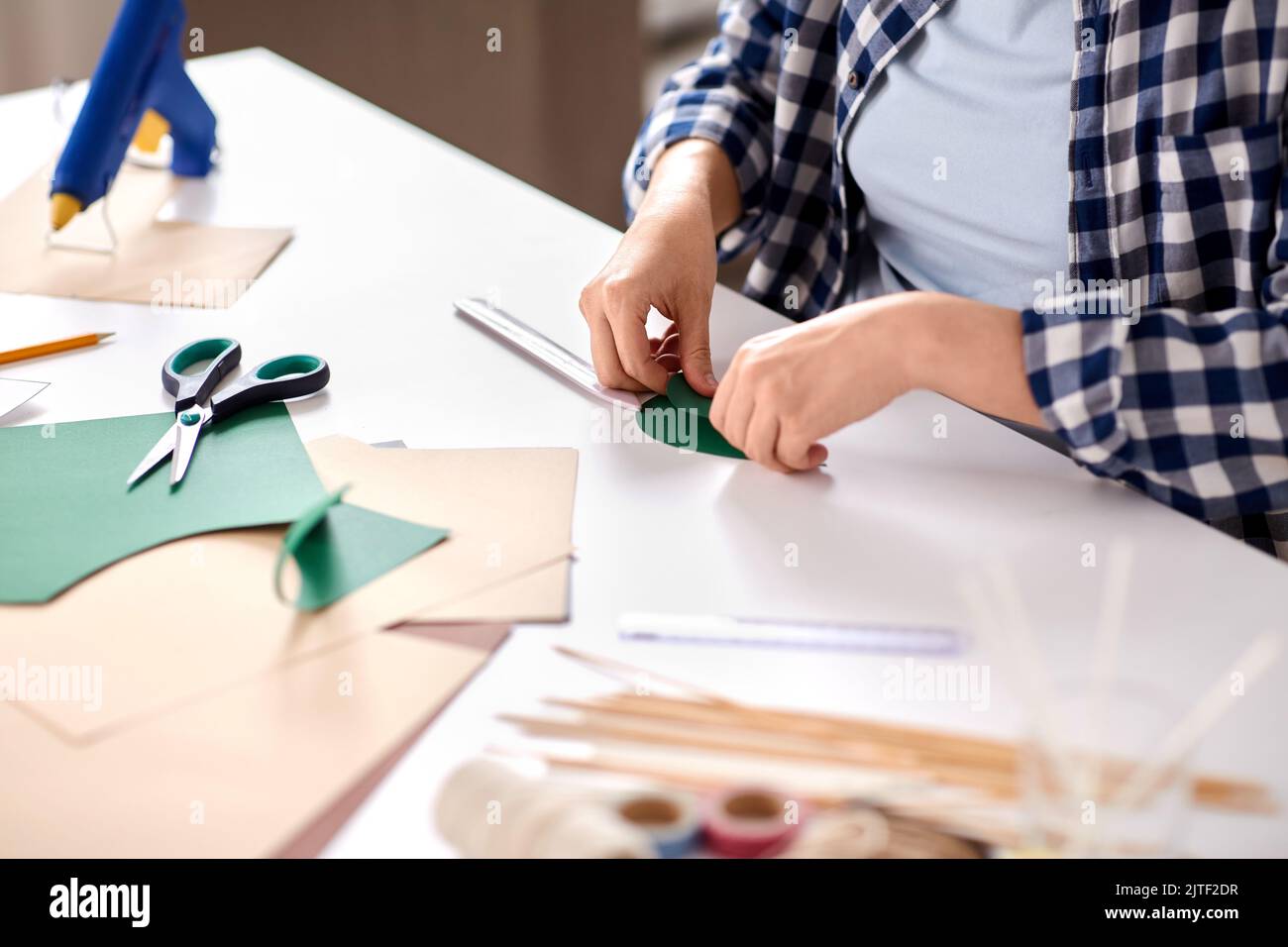 woman making paper craft at home Stock Photo - Alamy