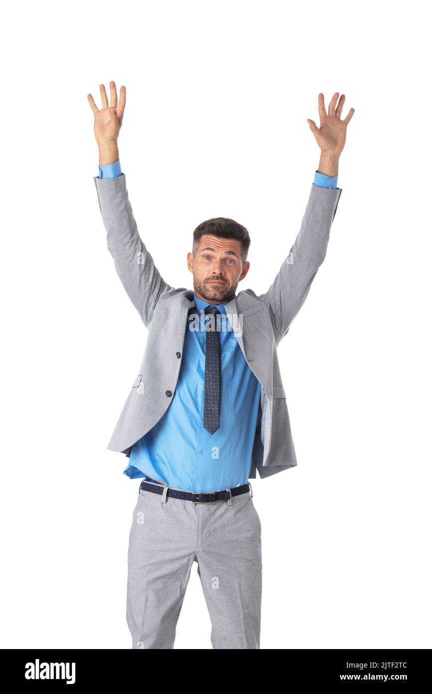 Young man in blue suit cutout hi-res stock photography and images - Alamy