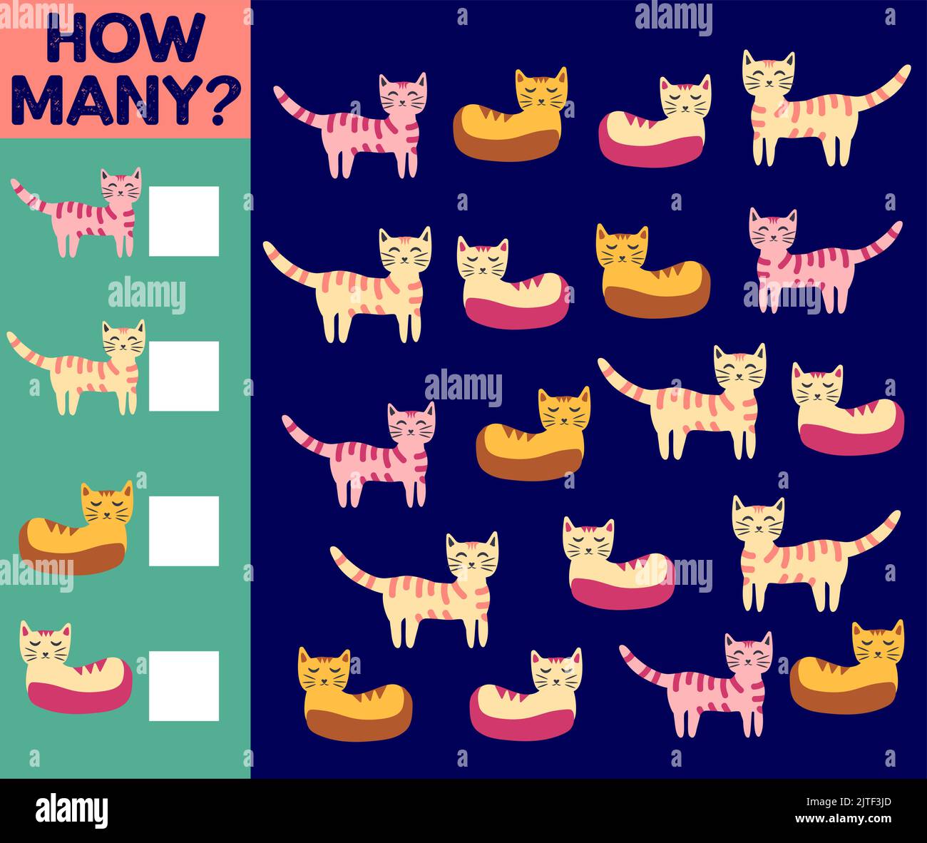 How many Cat, game for children. How many are they game. Count the Cats ...