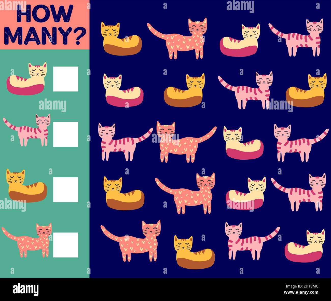 How many Cat, game for children. How many are they game. Count the Cats ...