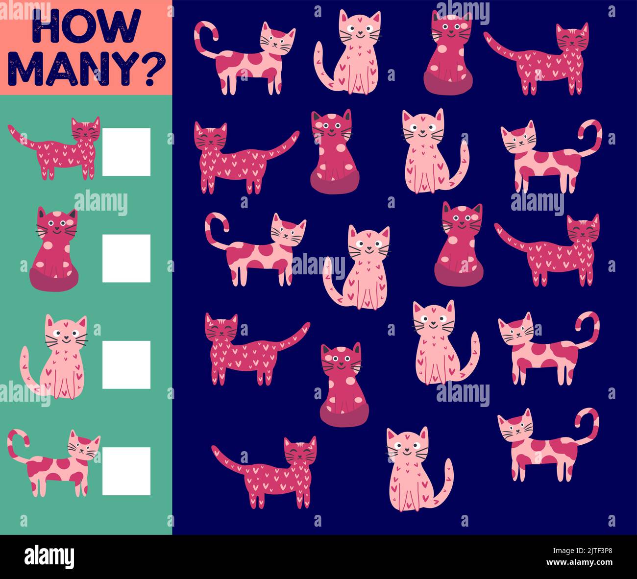 How many Cat, game for children. How many are they game. Count the Cats ...