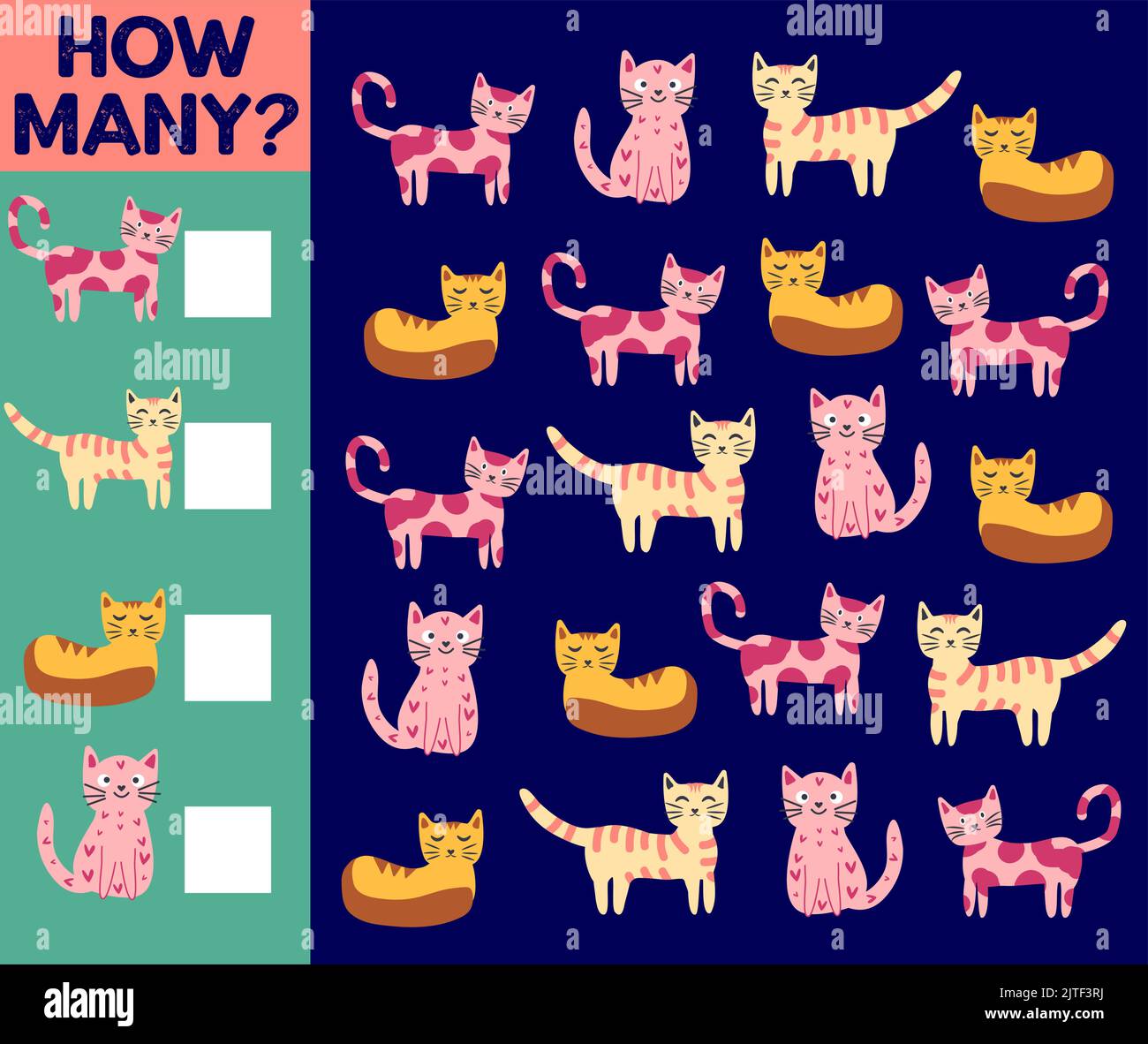 How many Cat, game for children. How many are they game. Count the Cats ...