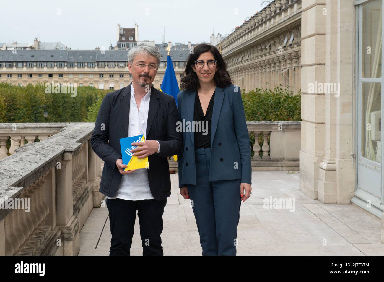 Paris, France, August 30, 2022. French Culture Minister Rima Abdul Malak and Ukrainian Minister ...