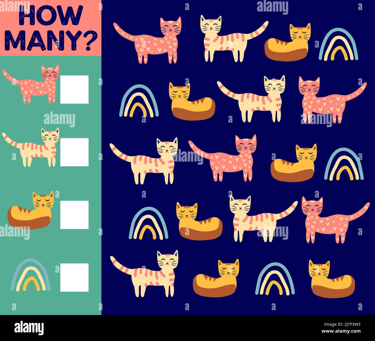 How many Cat, game for children. How many are they game. Count the Cats ...