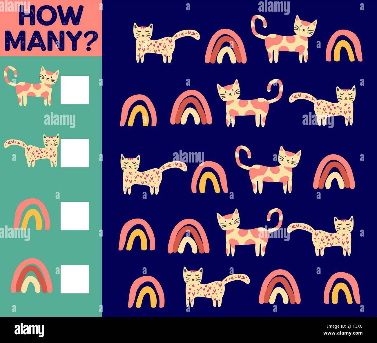 How many Cat, game for children. How many are they game. Count the Cats ...