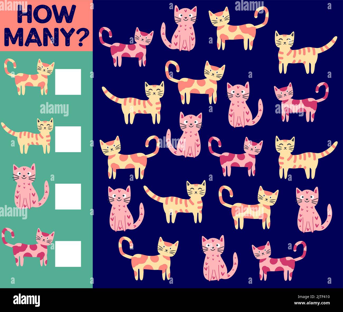 How many Cat, game for children. How many are they game. Count the Cats ...