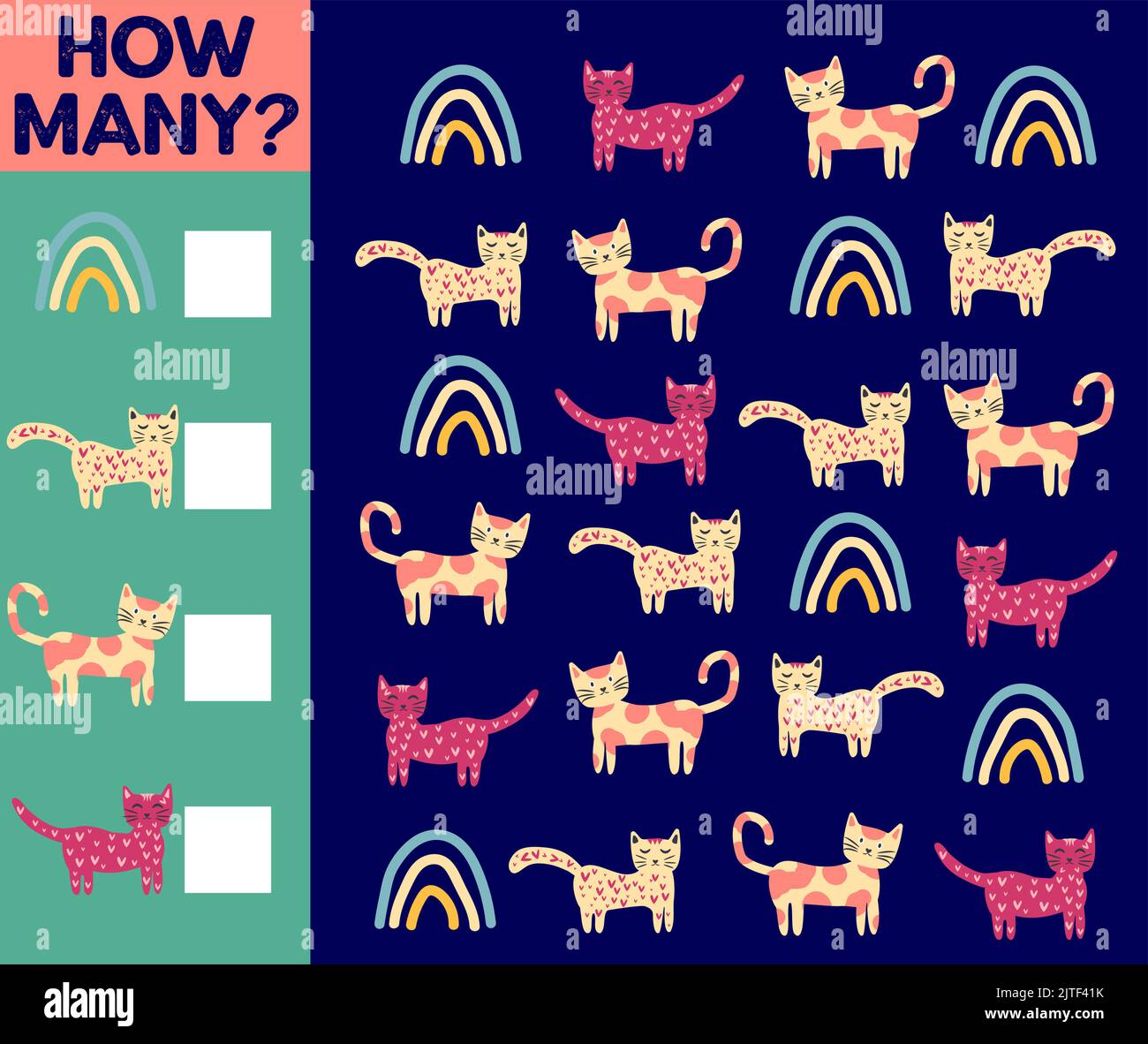 How many Cat, game for children. How many are they game. Count the Cats ...