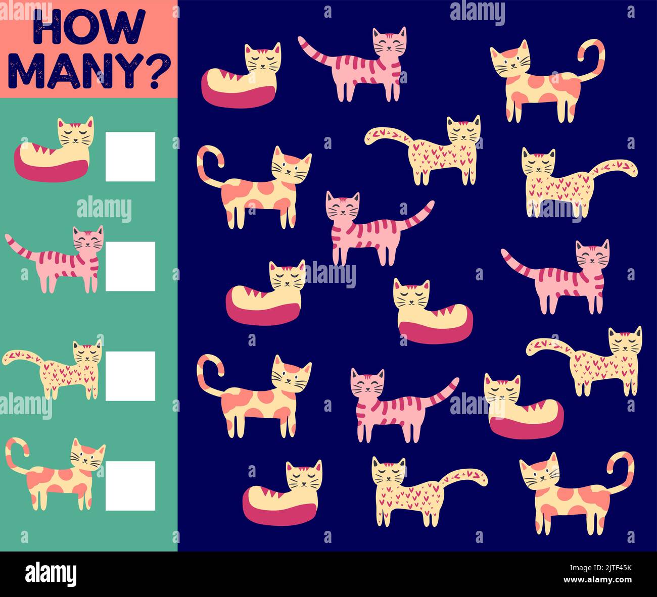 How many Cat, game for children. How many are they game. Count the Cats ...