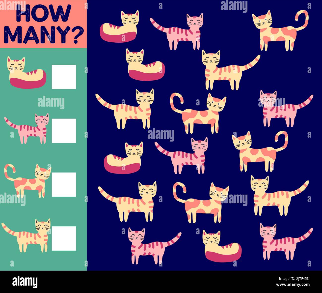How many Cat, game for children. How many are they game. Count the Cats ...
