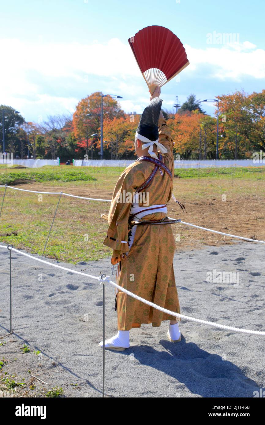 A person giving start signal at Yabusame event Stock Photo - Alamy