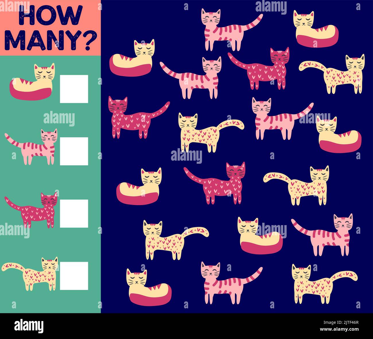 How many Cat, game for children. How many are they game. Count the Cats ...