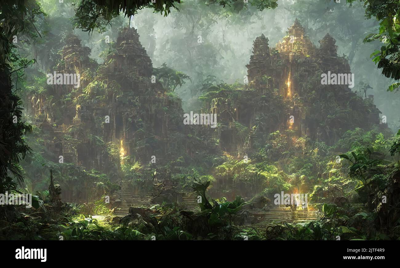 Lost temple illustration hi-res stock photography and images - Alamy