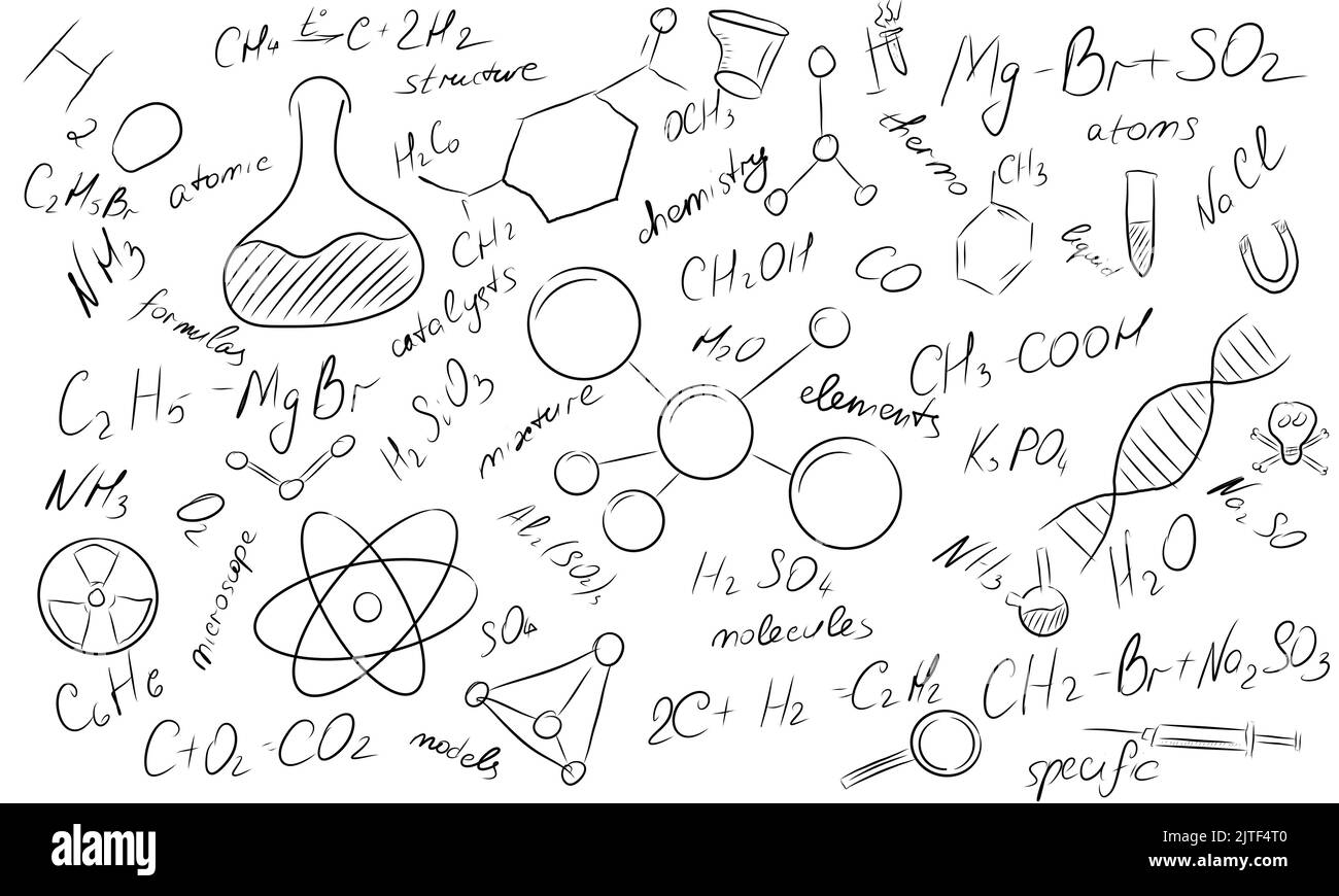 Chemistry science formulas on white board Stock Photo - Alamy