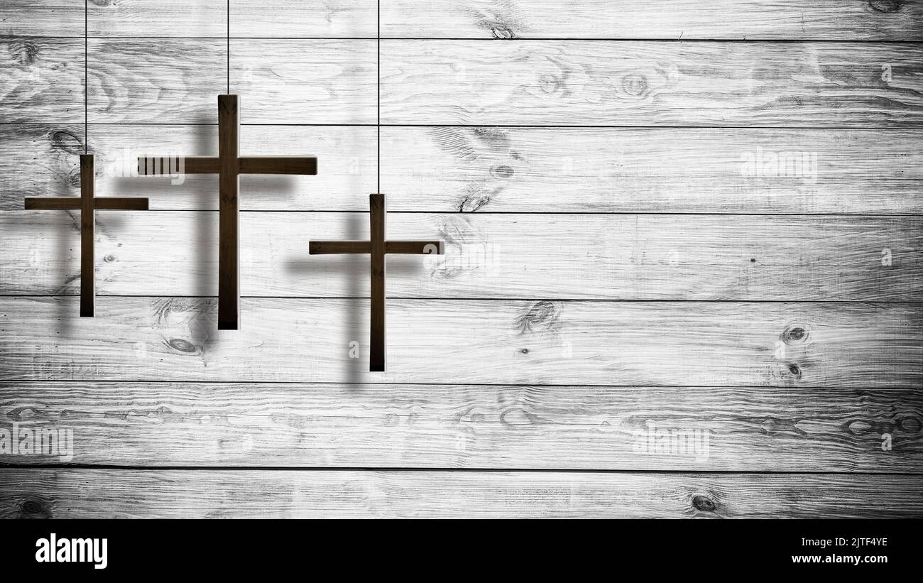 three crosses on a background of walls Stock Photo - Alamy
