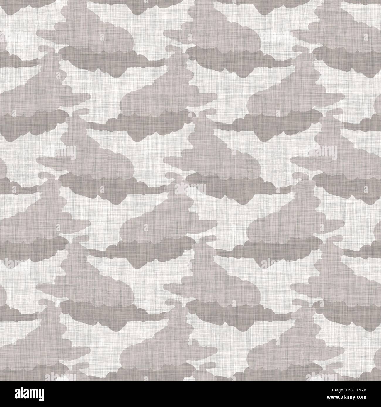 French grey doodle motif linen seamless pattern. Tonal country cottage ...
