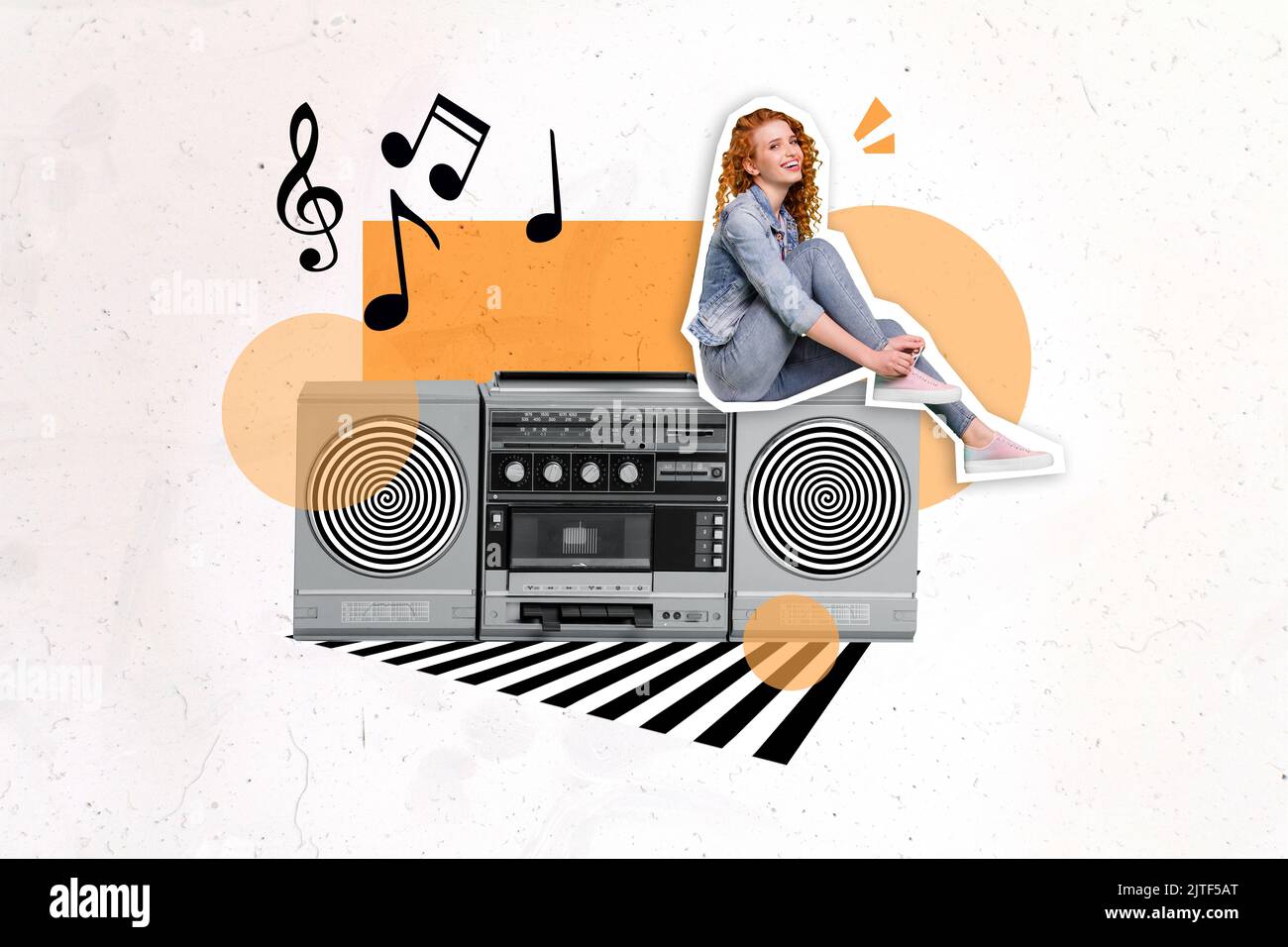 Boombox Drawing With Music Notes