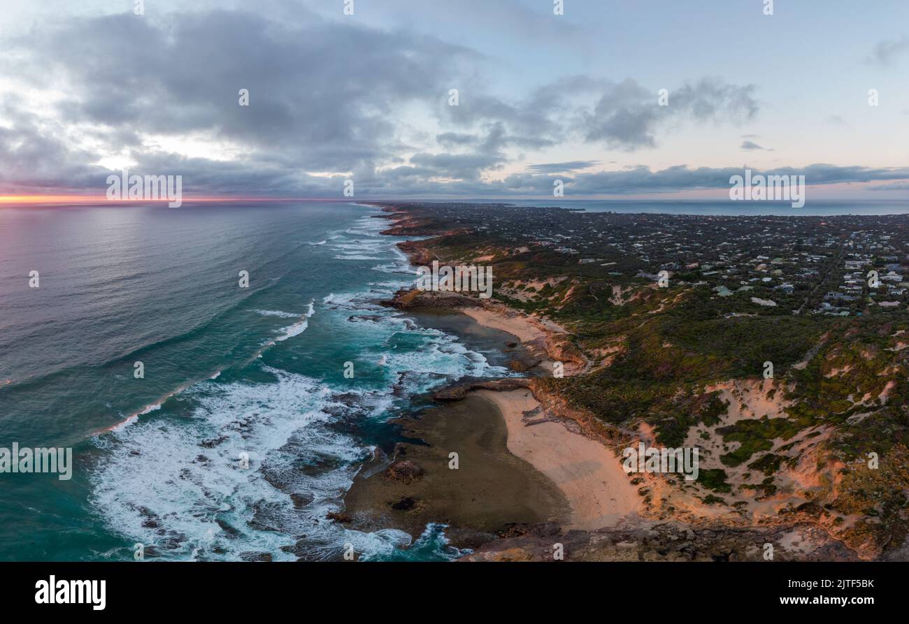 An aerial shot of Mornington Peninsula towards Point Nepean and Port ...