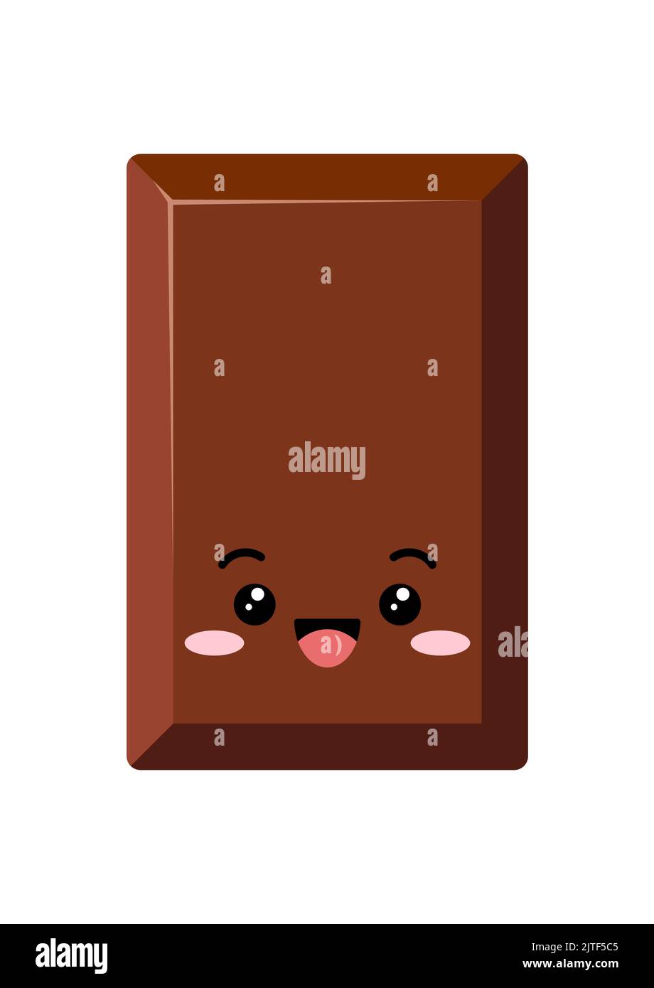 Cute rectangular chocolate bar piece kids emoji character vector icon ...
