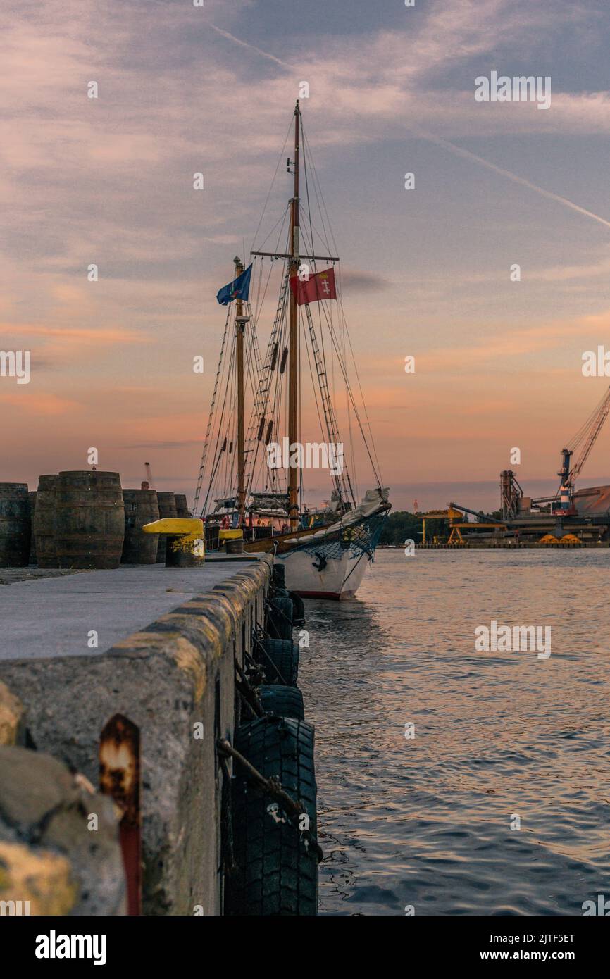 old sailing ship at dusk Stock Photo - Alamy