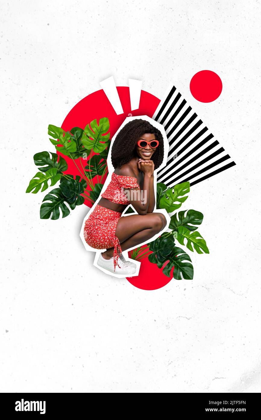 Artwork magazine picture collage of gorgeous young smiling woman model ...