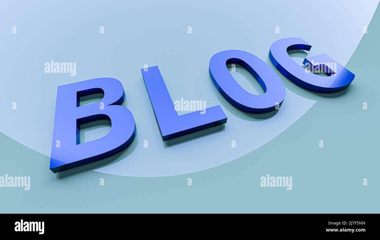 Word blog. Blogging concept. Illustration for web blogger. 3d rendering ...
