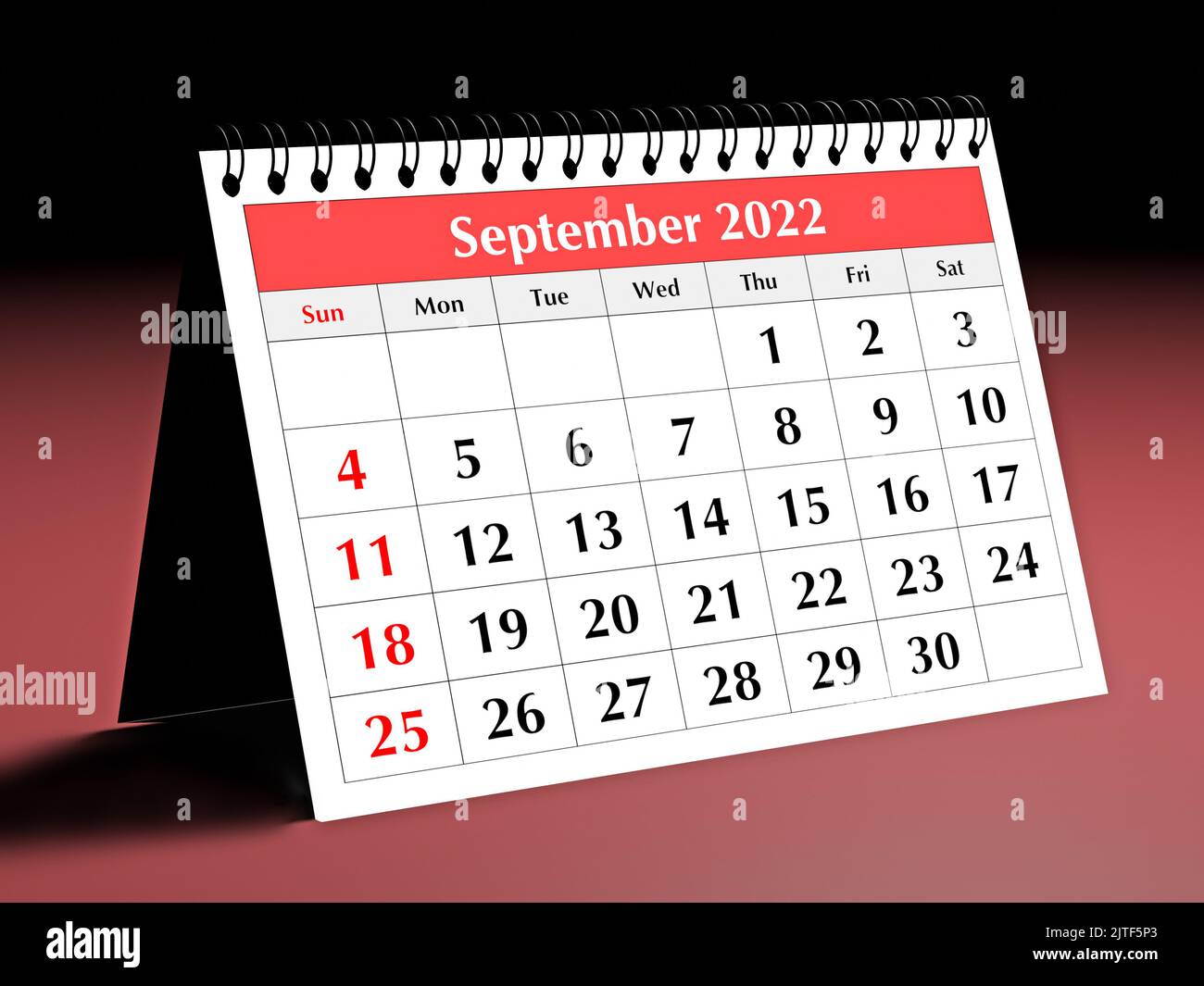 One page of the annual business desk monthly calendar. Date - month ...