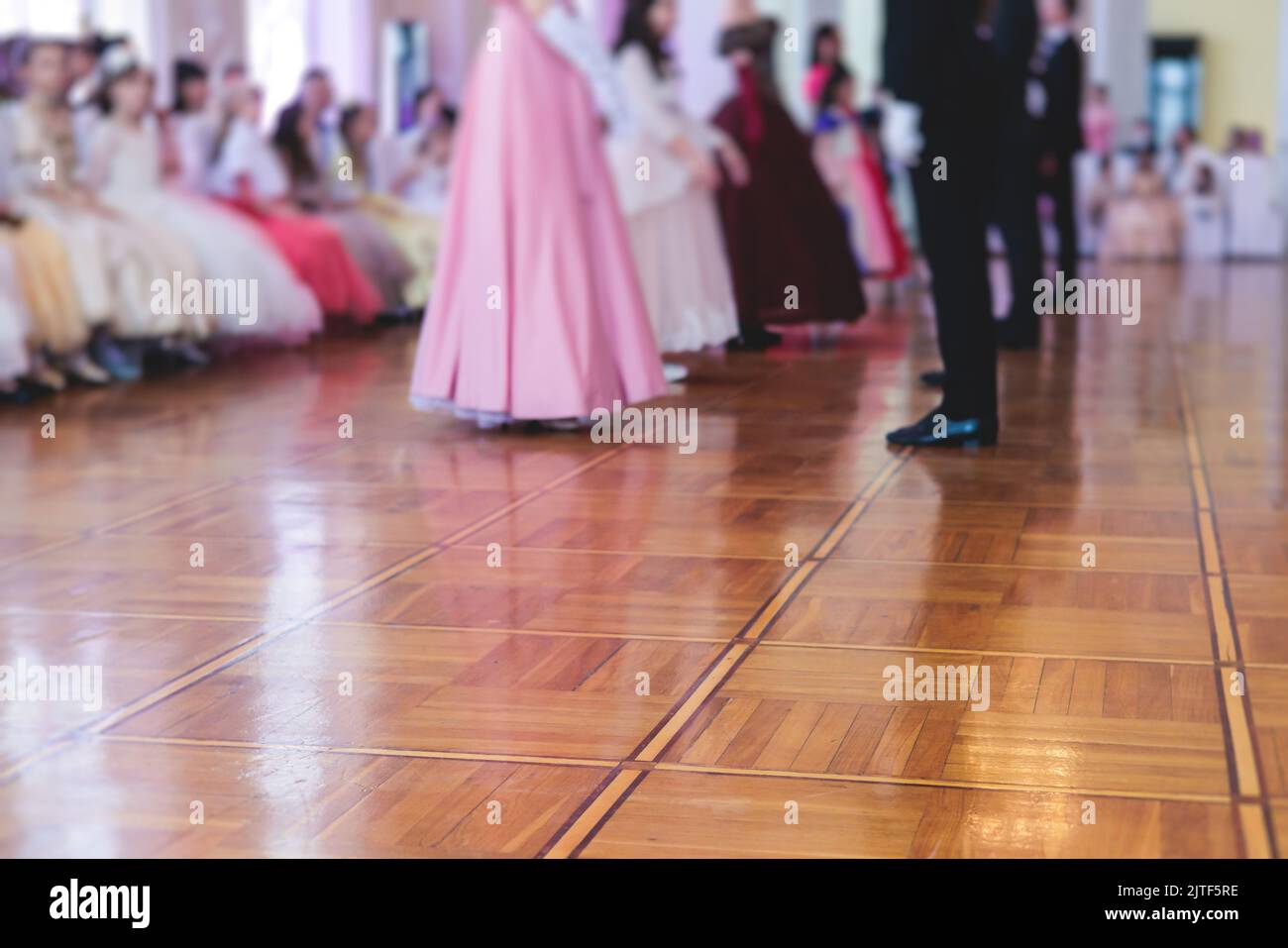 Couples dance on the historical costumed ball in historical dresses ...