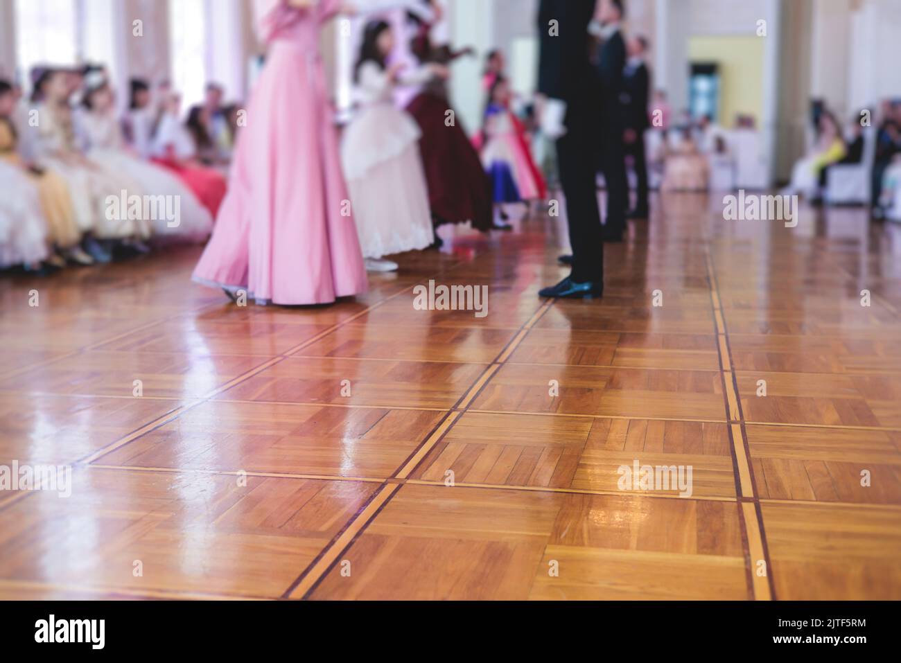 Couples dance on the historical costumed ball in historical dresses ...