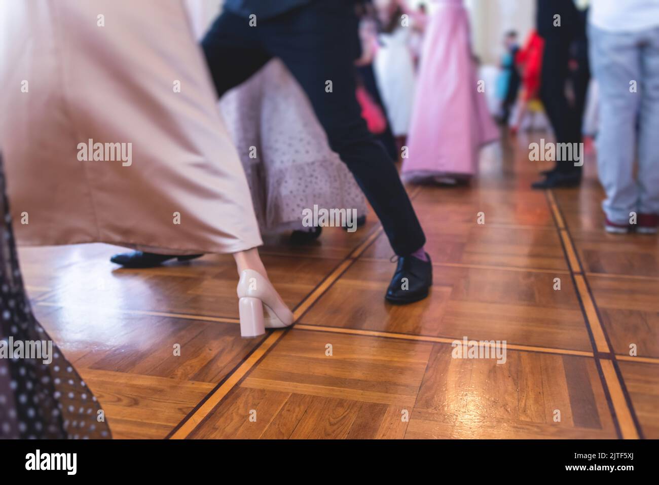 Couples dance on the historical costumed ball in historical dresses ...