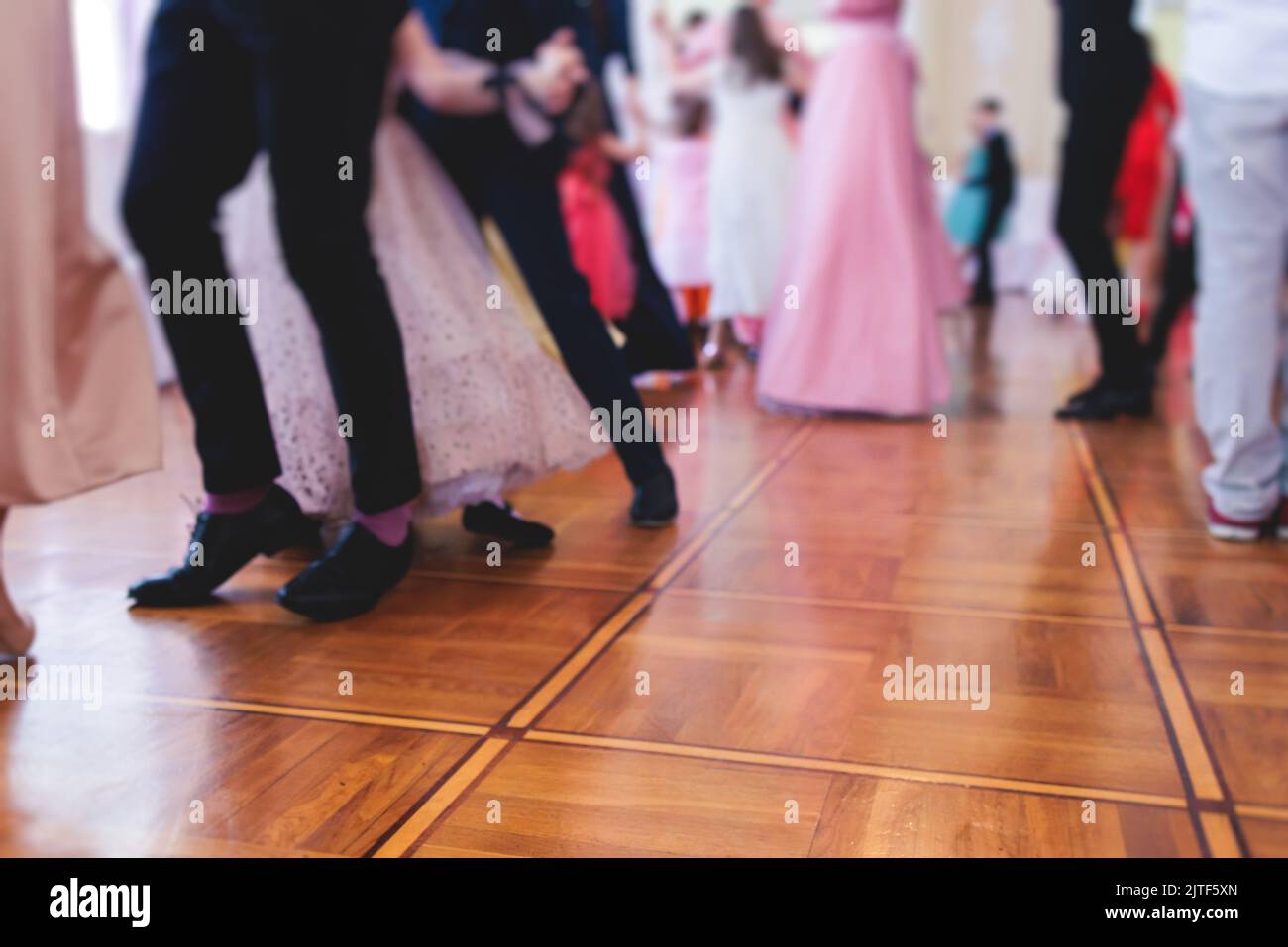 Couples dance on the historical costumed ball in historical dresses ...