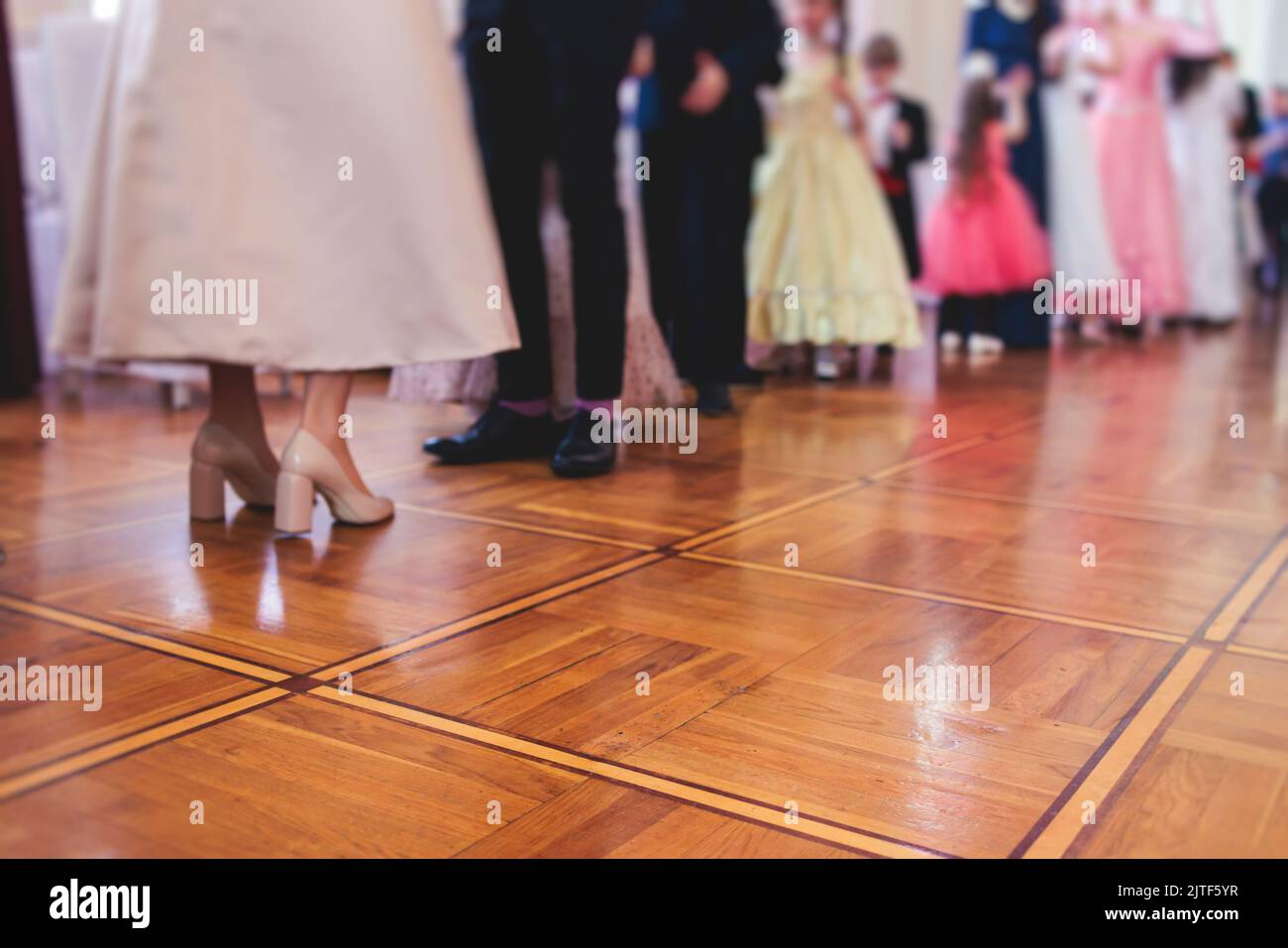 Couples dance on the historical costumed ball in historical dresses ...
