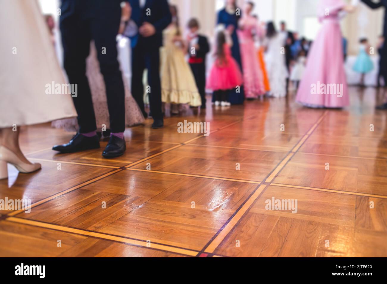Couples dance on the historical costumed ball in historical dresses ...