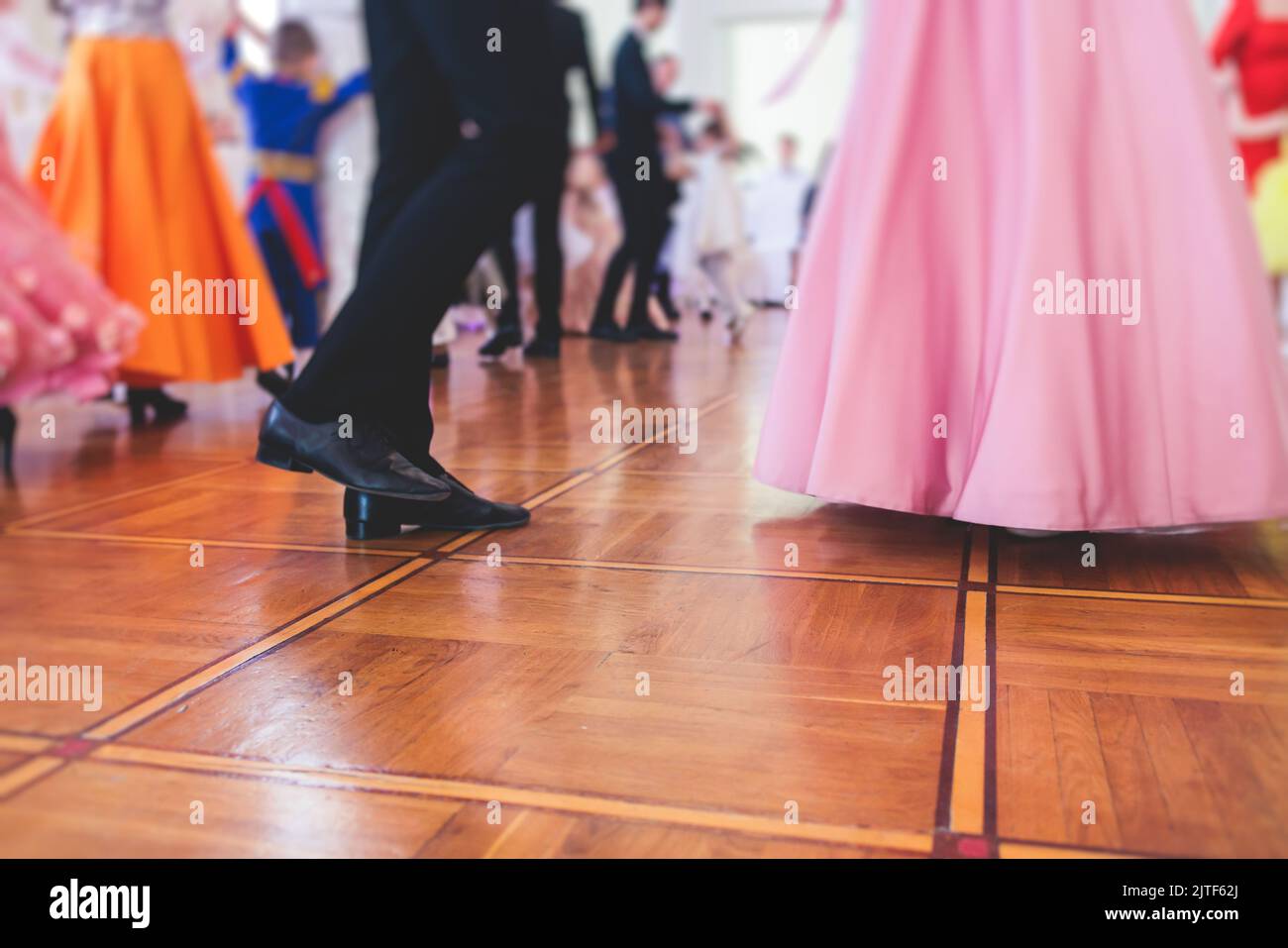 Couples dance on the historical costumed ball in historical dresses ...