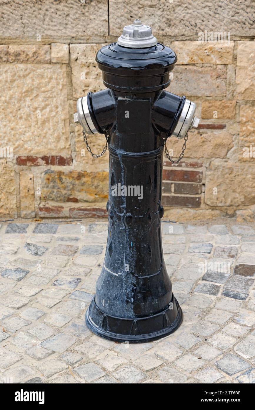 Black Fire Hydrant With Silver Valve in Budapest Hungary Stock Photo ...