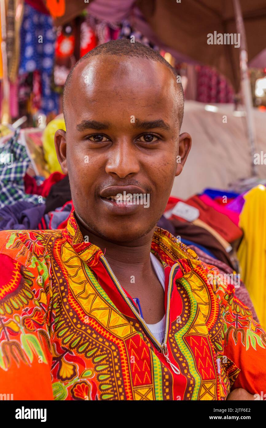 HARGEISA, SOMALILAND - APRIL 12, 2019: Local man at a market in the ...