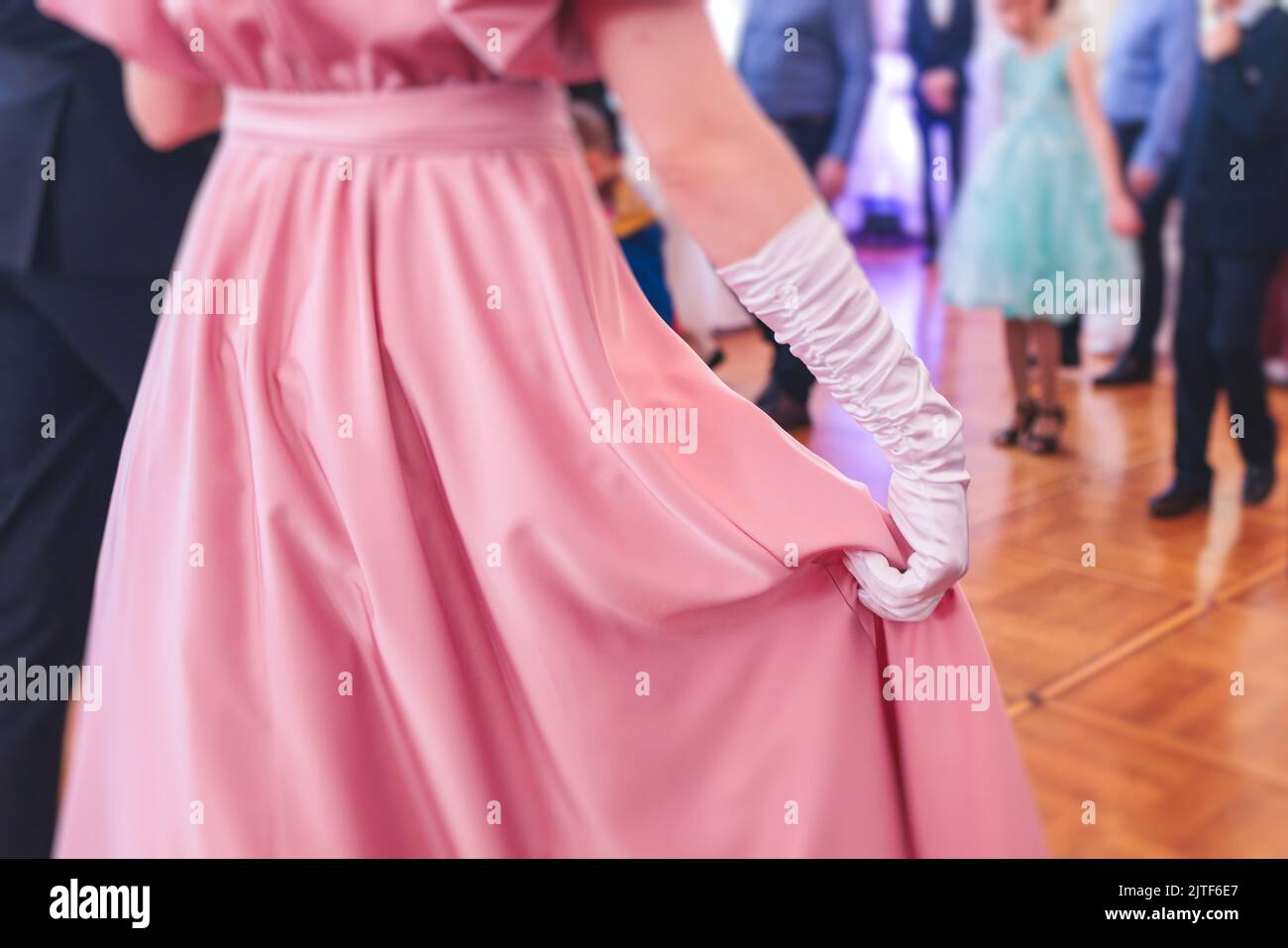 Couples dance on the historical costumed ball in historical dresses ...