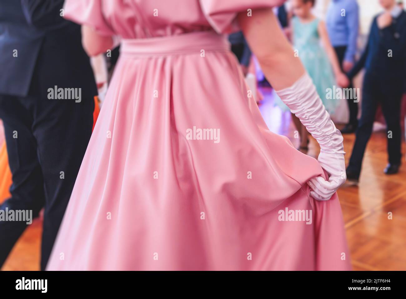 Couples dance on the historical costumed ball in historical dresses ...
