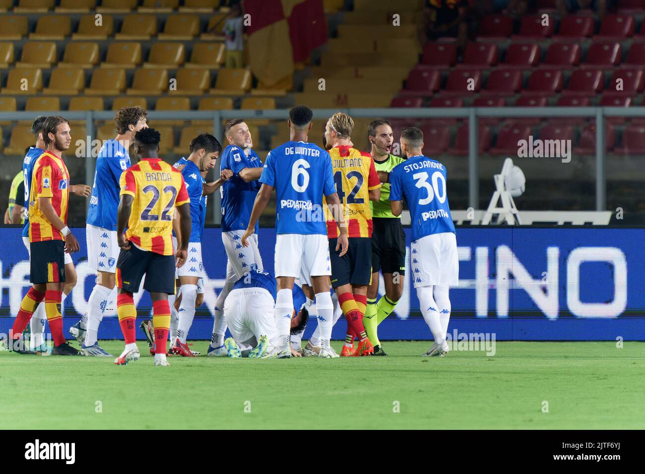 Via Del Mare stadium, Lecce, Italy, August 28, 2022, Petar Stojanovic ...