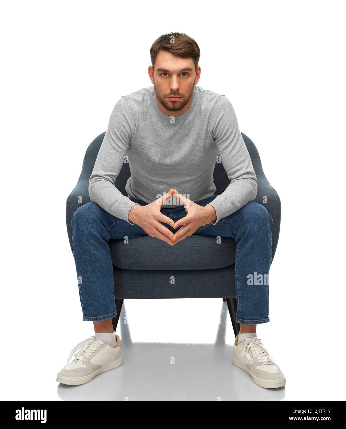 man making triangle of power gesture Stock Photo - Alamy