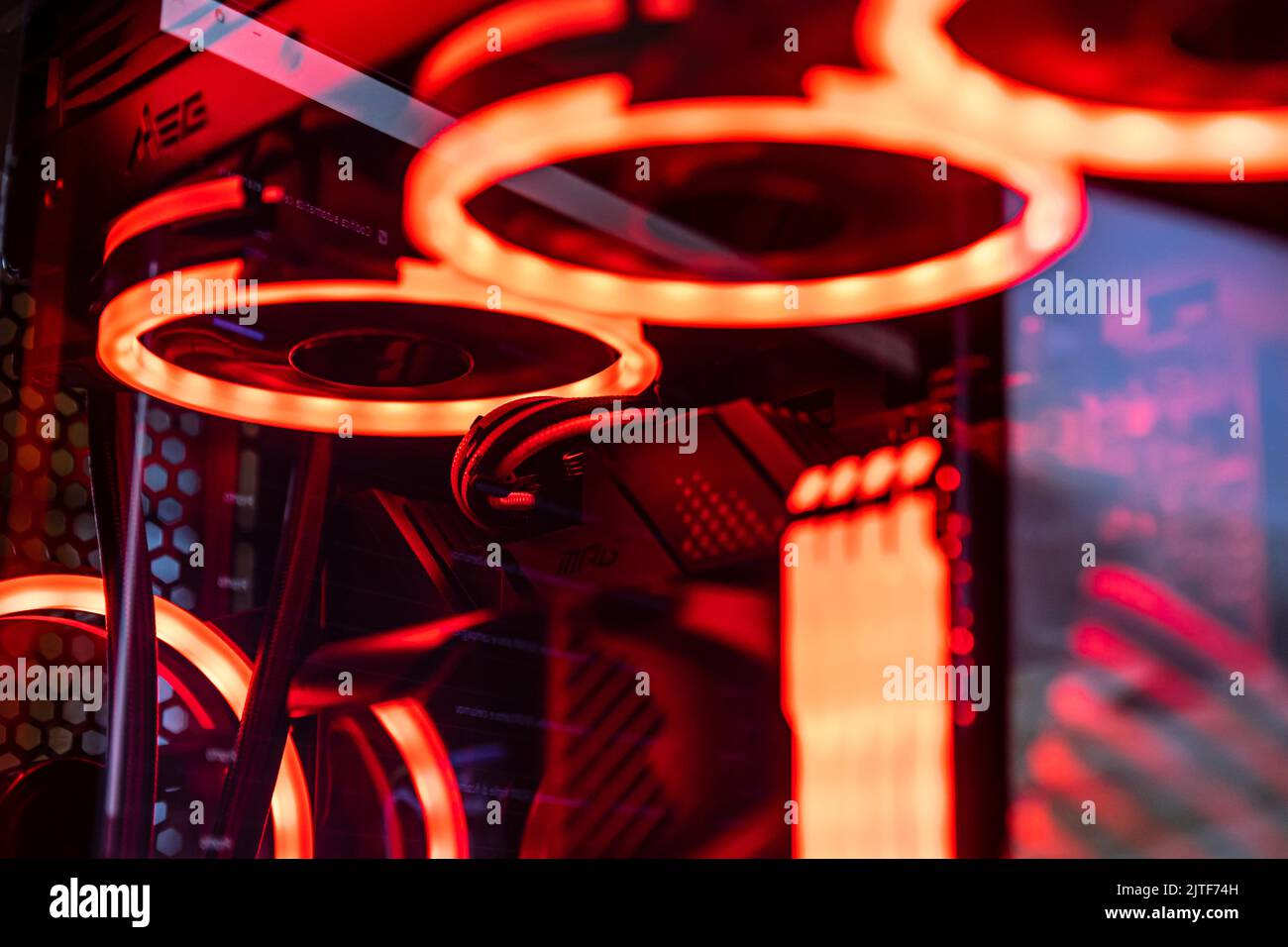 Milan, Italy 30 august 2022: Colorful bright led rgb pc fan air case ...