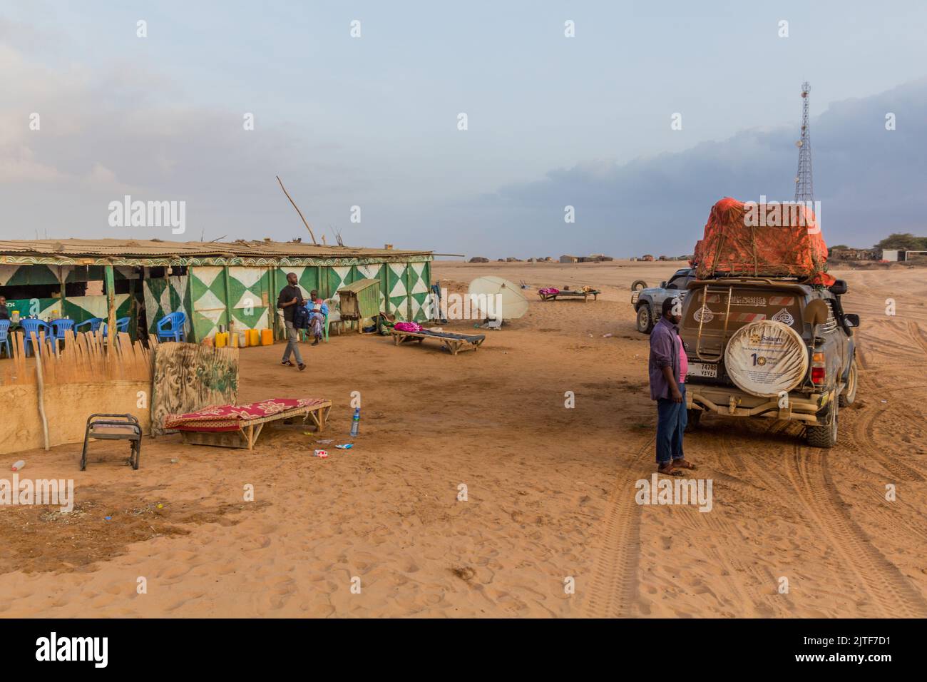 WESTERN SOMALILAND - APRIL 17, 2019: Road stop village in the desert of ...