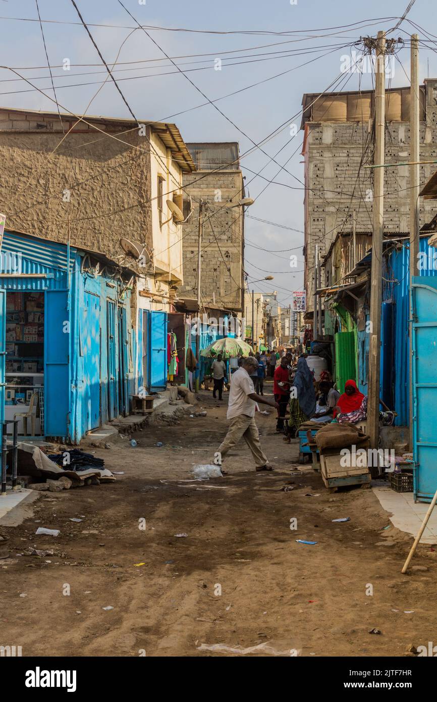 DJIBOUTI, DJIBOUTI - APRIL 17, 2019: View of a street in the African ...
