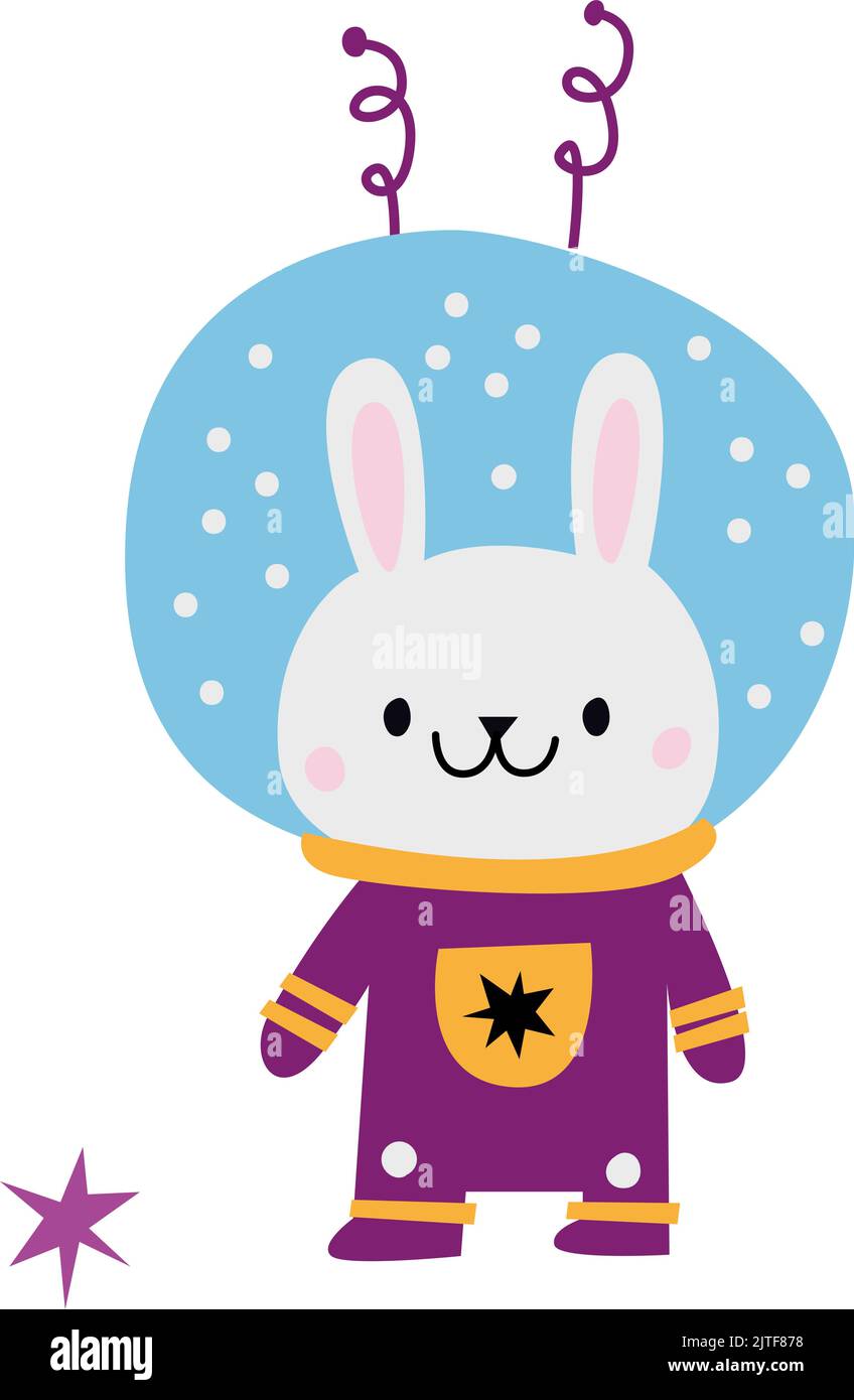 Cute rabbit in space helmet. Funny adventure mascot Stock Vector Image ...
