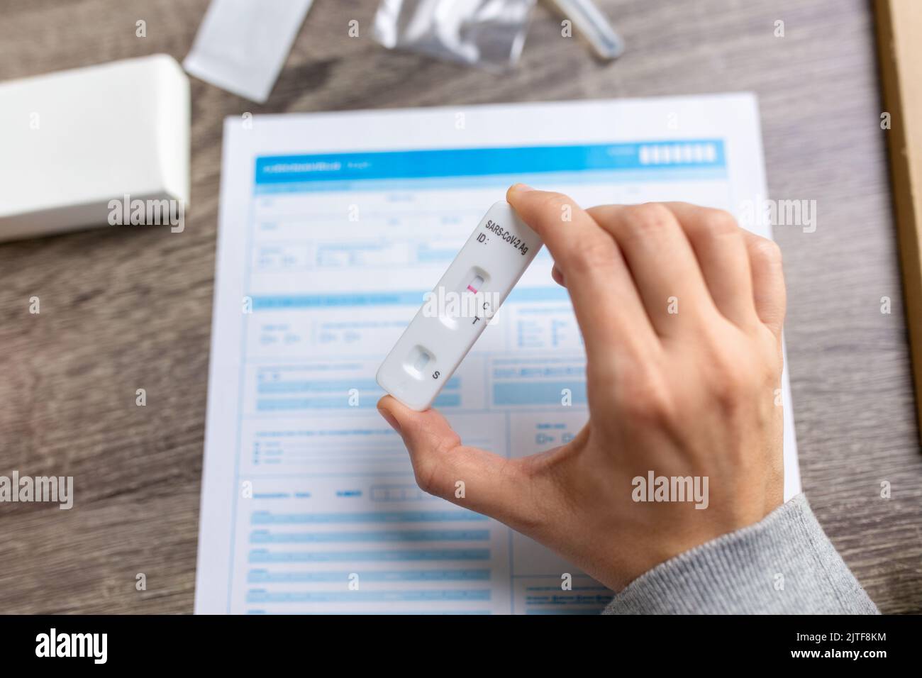 Woman making self testing hi-res stock photography and images - Alamy