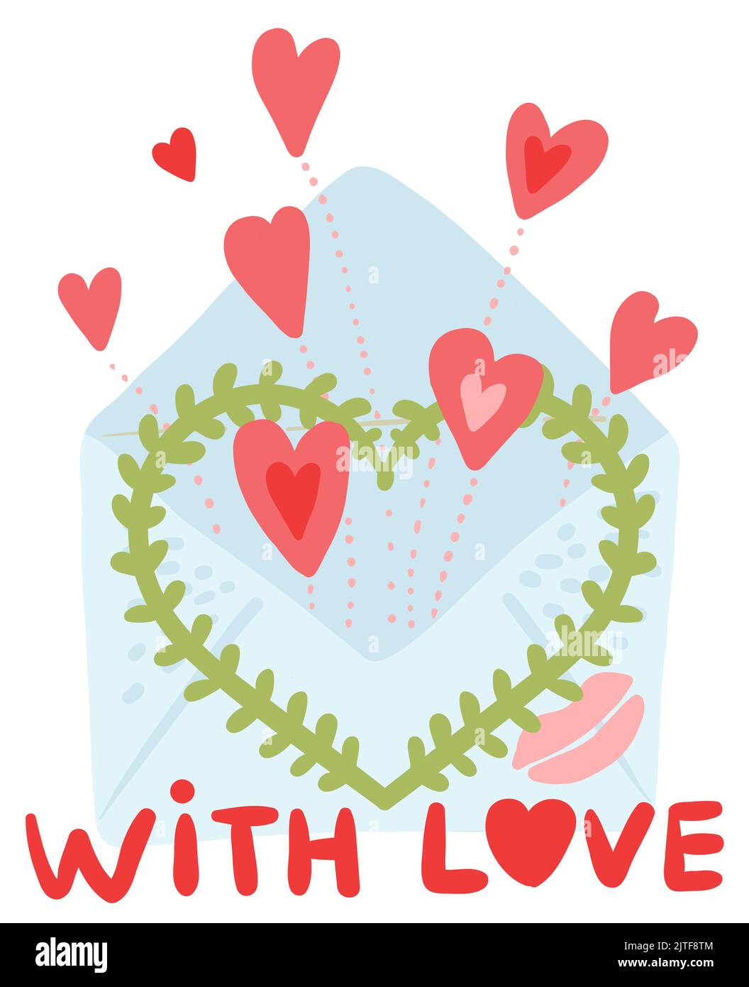 Open love letter with heart symbols. Cute romantic sticker Stock Vector ...
