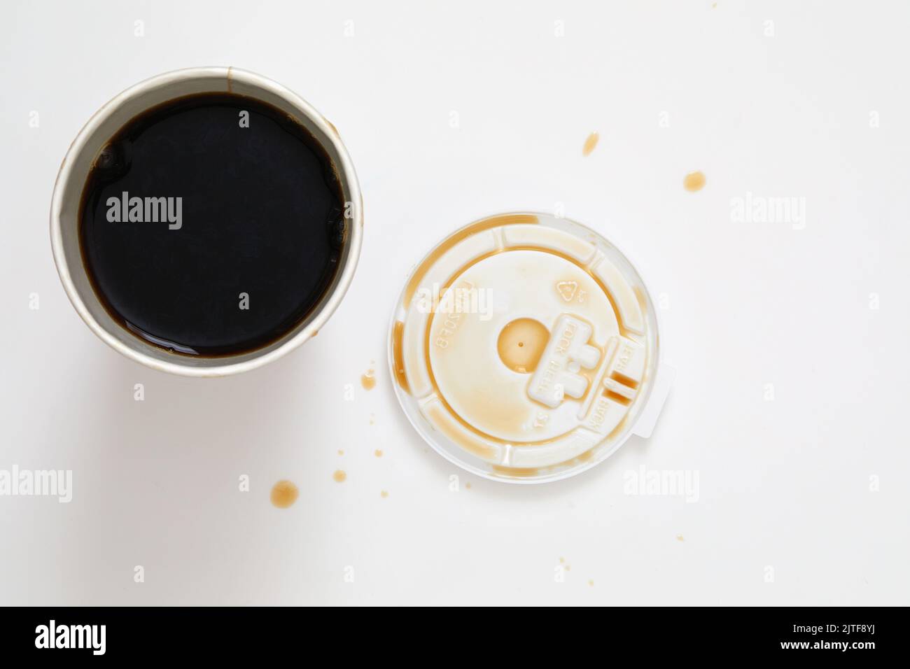 Overhead view of coffee in paper cup Stock Photo - Alamy