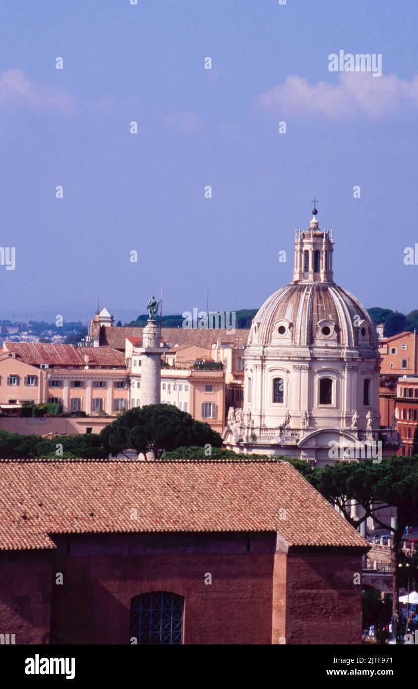 Trajan's Column and the Church of the Most Holy Name of Mary Rome Italy ...