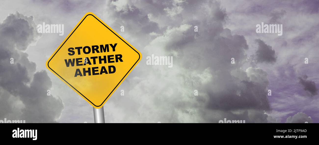 stormy weather ahead sign on cloudy background Stock Photo - Alamy