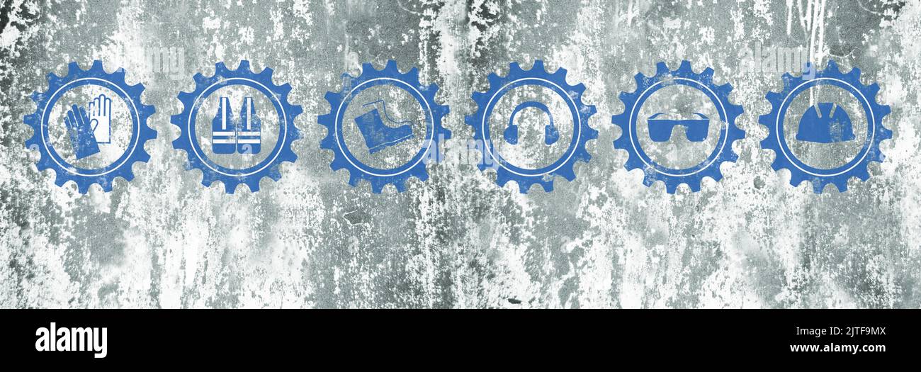 work safety sign on wall background Stock Photo - Alamy