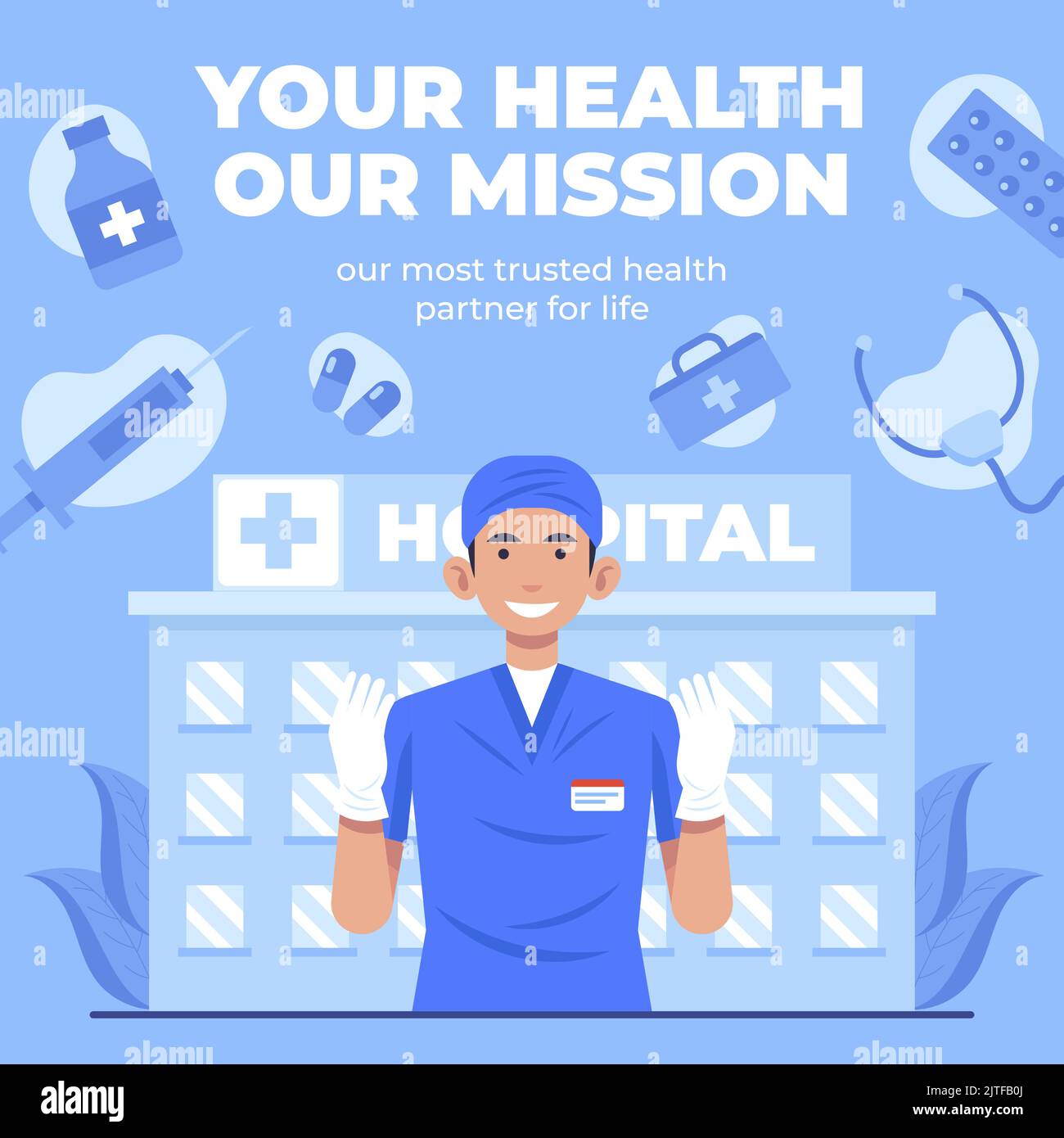 Hand drawn hospital post Vector illustration Stock Vector Image & Art ...